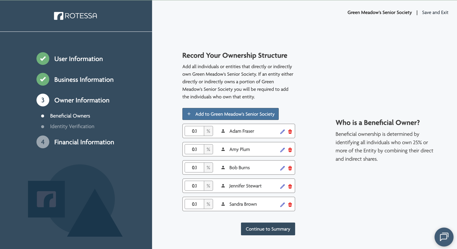 Completing the owner section for director-led organizations